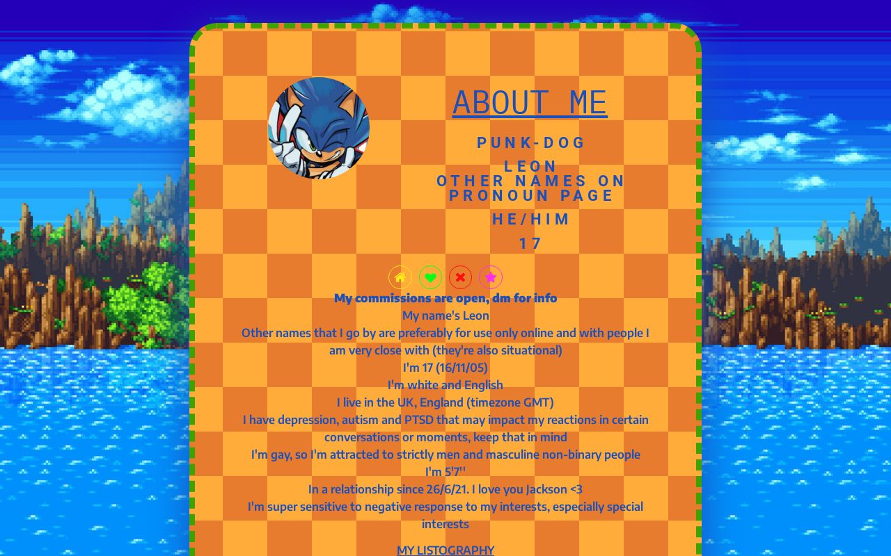Sonic Carrd aoaowe